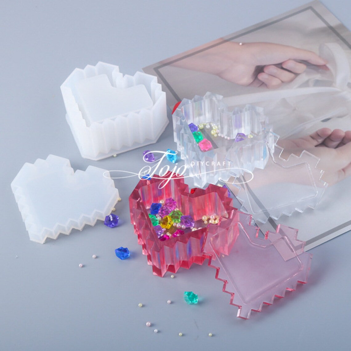 Pixel Heart Shaped Storage Box Mold-heart Silicone - Etsy