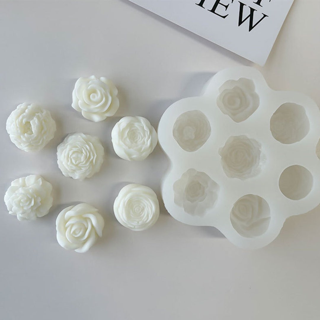 7 Pcs/set Flower Silicone Mold-mini Flower Candle Mold-rose Peony ...