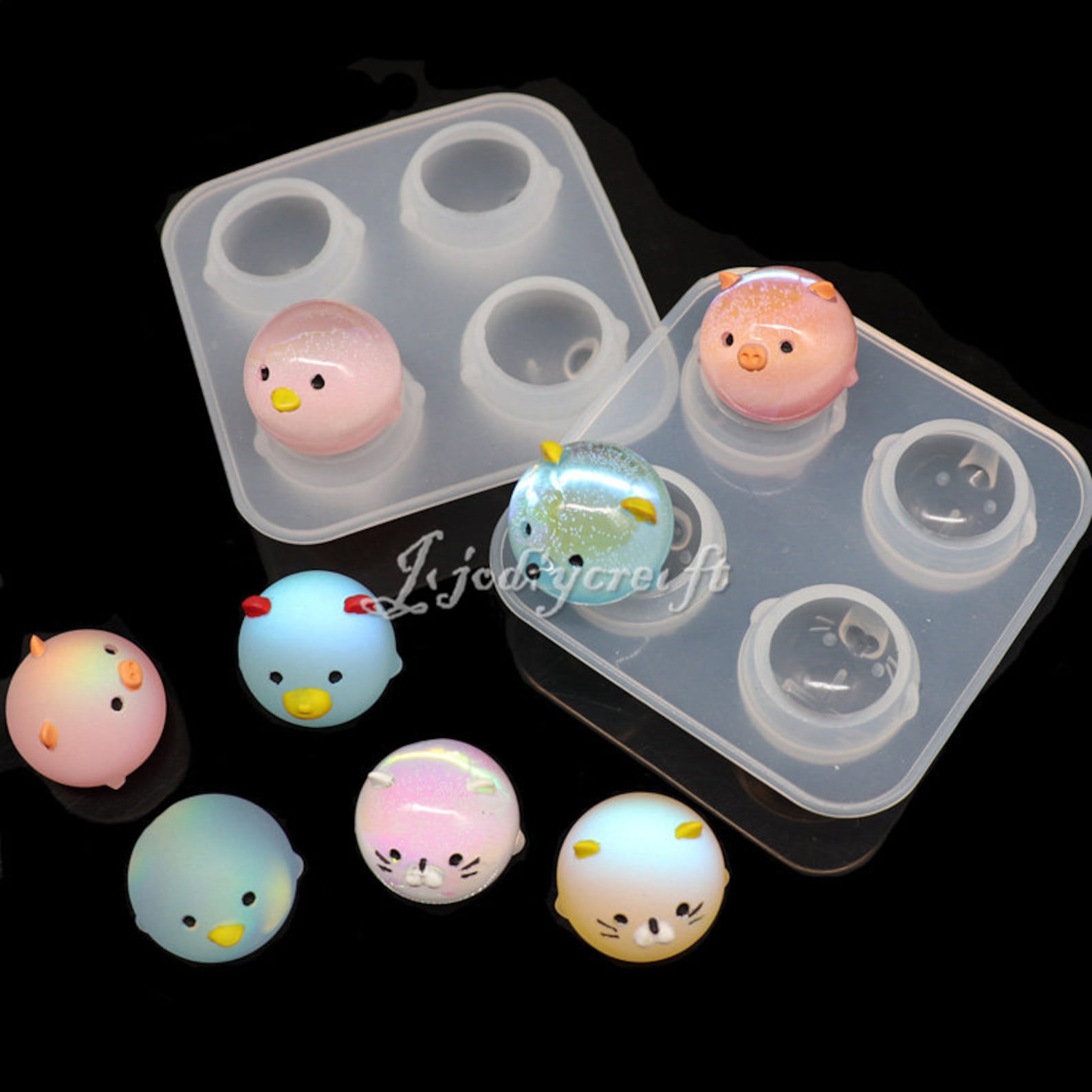 Cartoon Animal Silicone Mold-cute Piggy Chicken Keychain Mold-pig Head ...