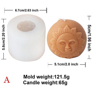 Sun Moon Face Silicone Mold-moon Face Candle Mold-embossed Pillar ...