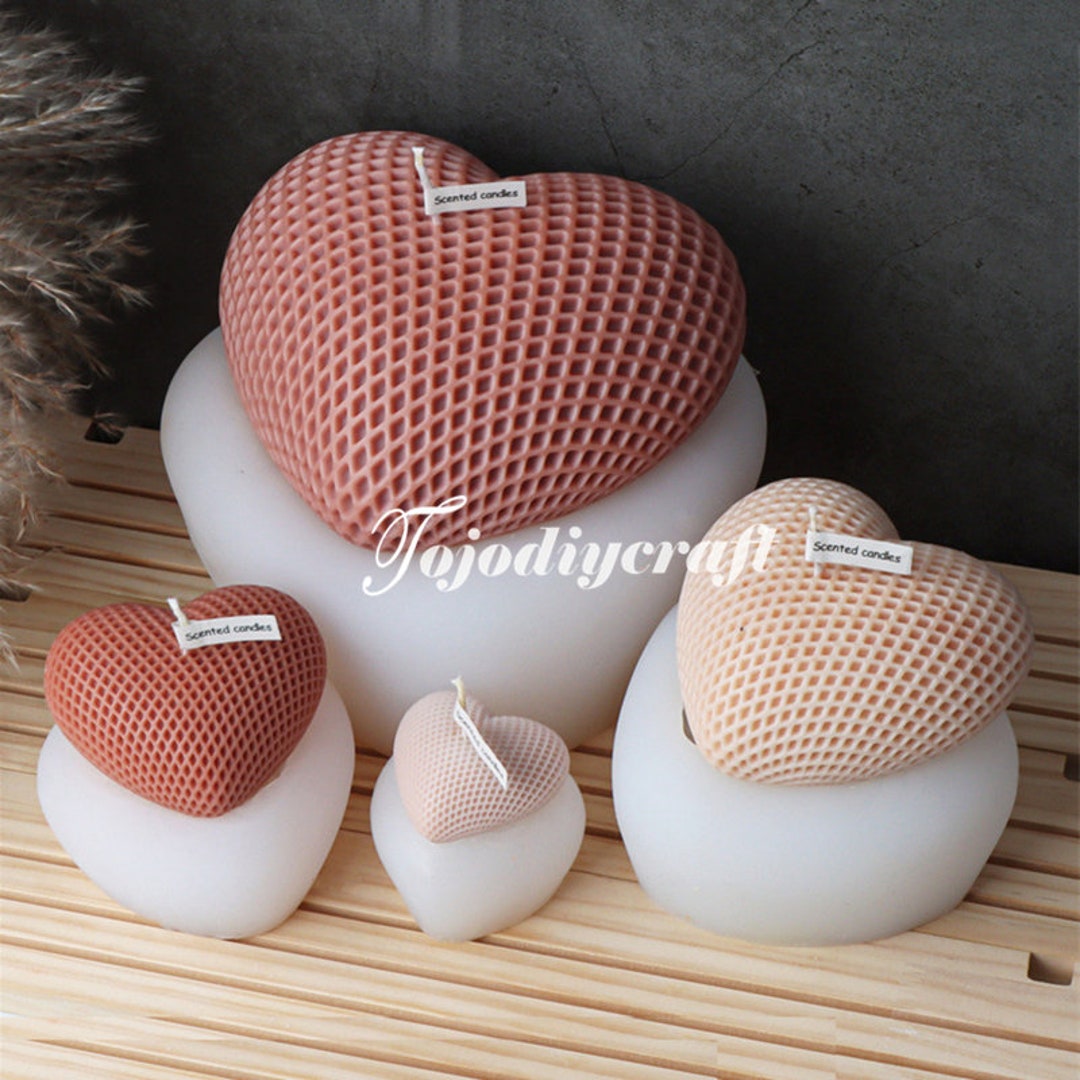 3D Mesh Heart Silicone Mold-romantic Heart Candle Molds-concrete Heart ...