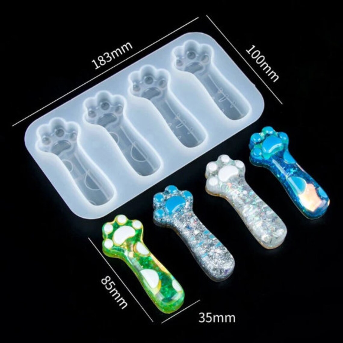 Cat Paw Stick Silicone Mold-animal Paw Print Mold-cat Paw Keychain Mold ...