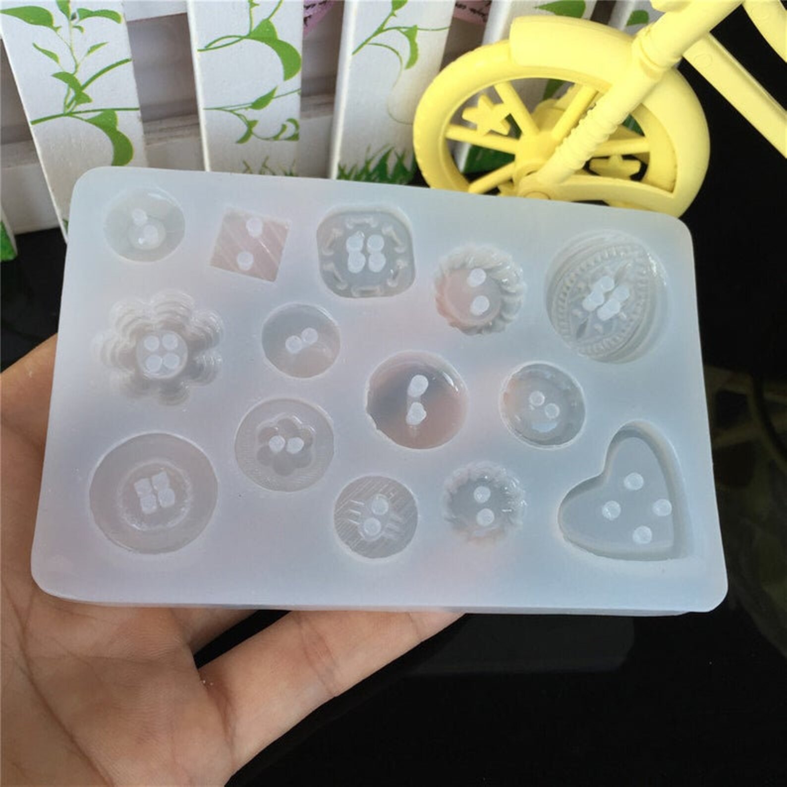 Creative Shaped Button Silicone Mold-round Square Sunflower Love Heart ...