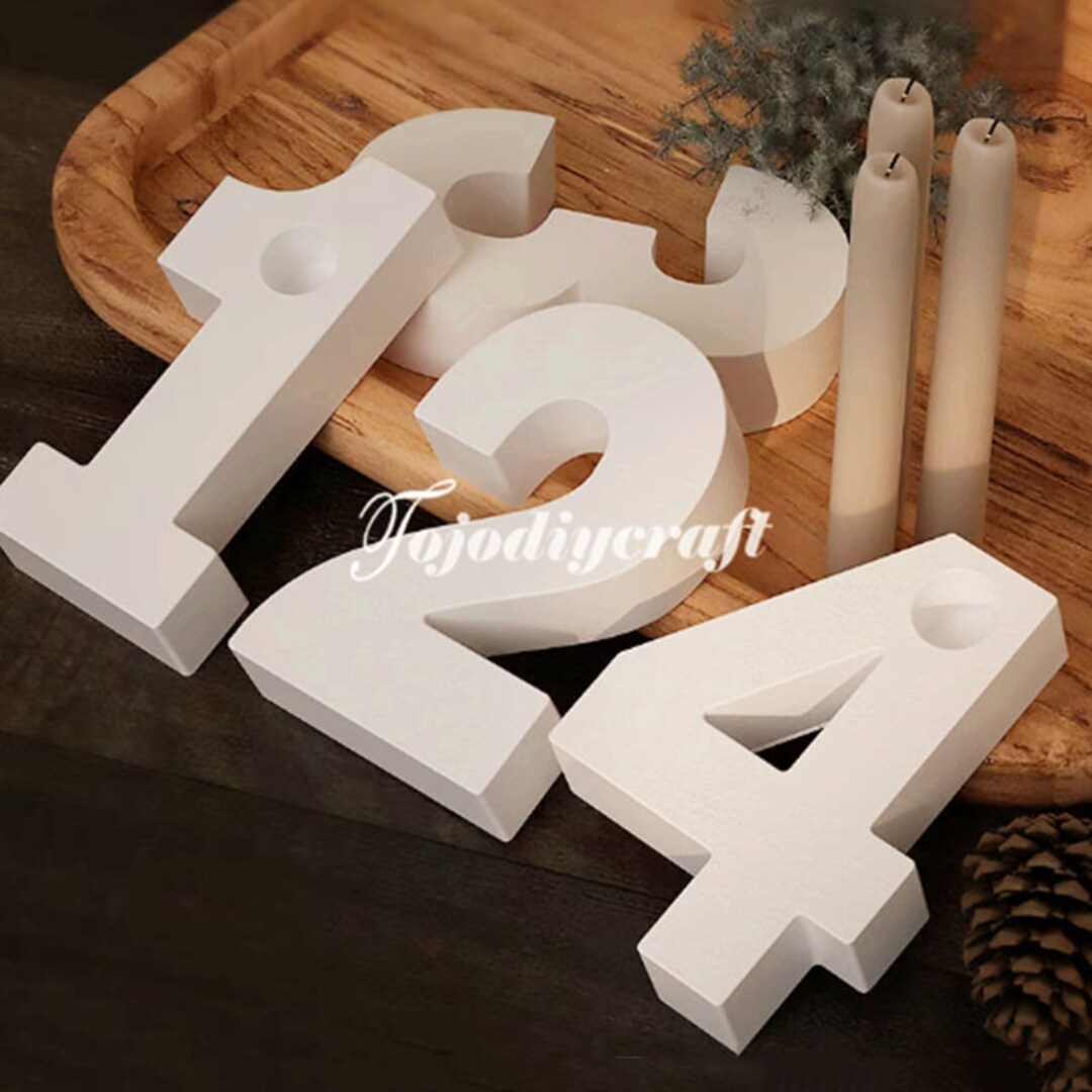 Number Candle Holder Silicone Mold-geometric Number Candlestick Molds ...