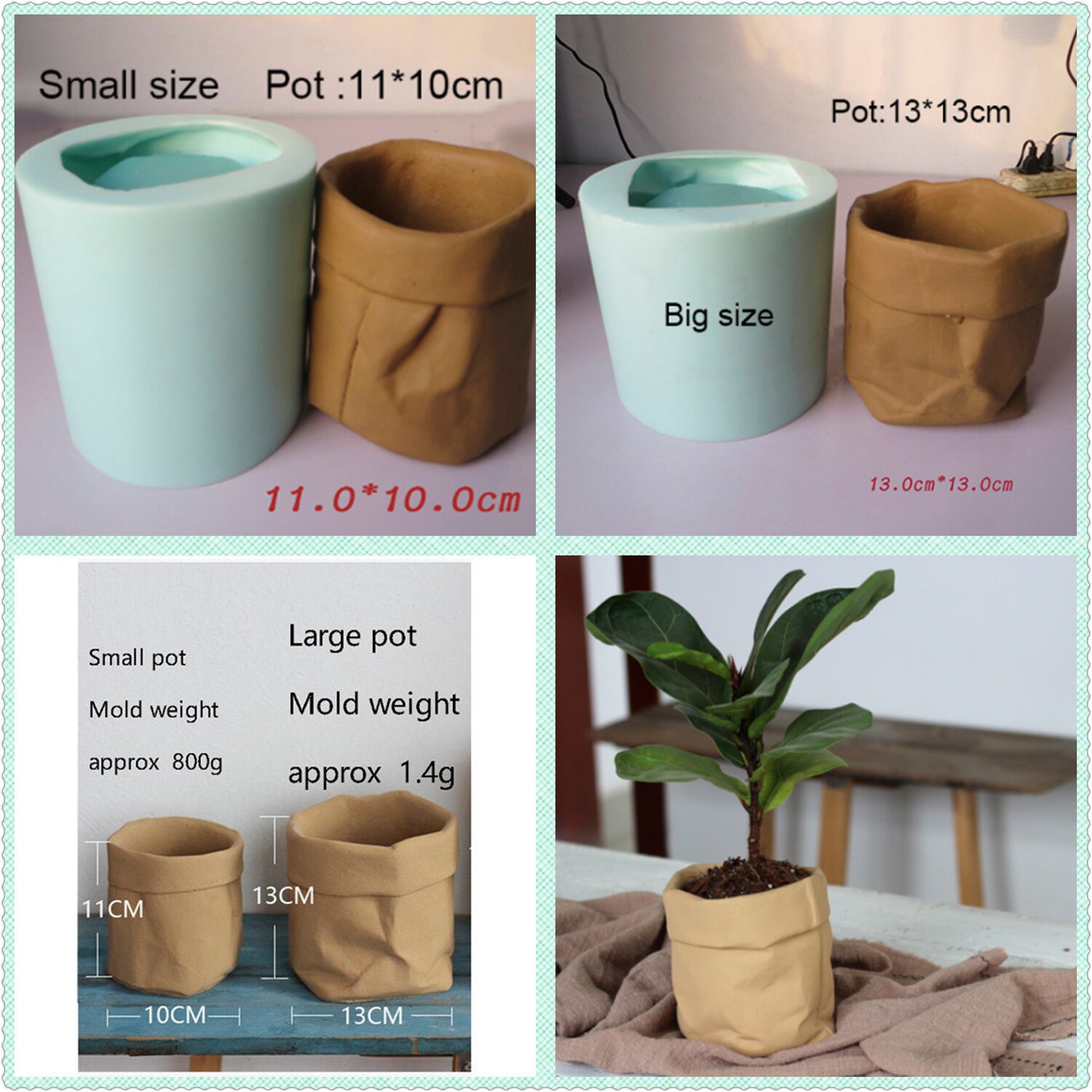 Kraft Paper Bag Concrete Flowerpot Mold-nordic Modern Cement - Etsy Canada