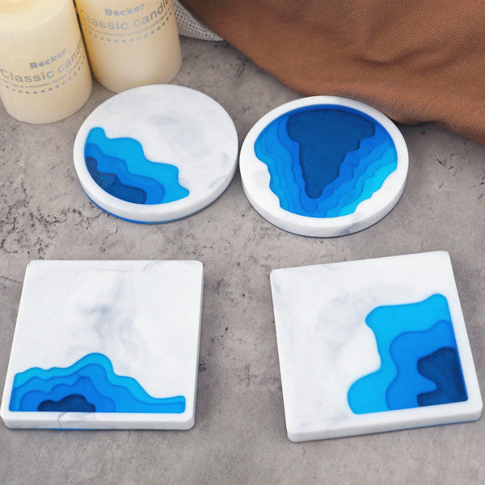 Round Square Island Coaster Mold-terrace Field Island Silicone - Etsy