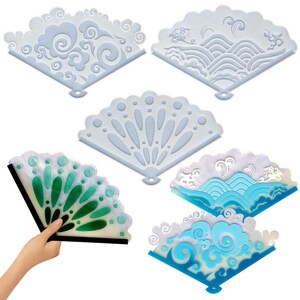 Fashion Fan Silicone Mold-fan Resin Mold-auspicious Cloud Fan Mold-sea ...