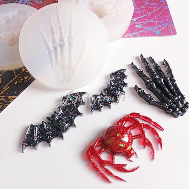 Halloween Themed Silicone Mold-skeleton Hand Keychain Resin - Etsy