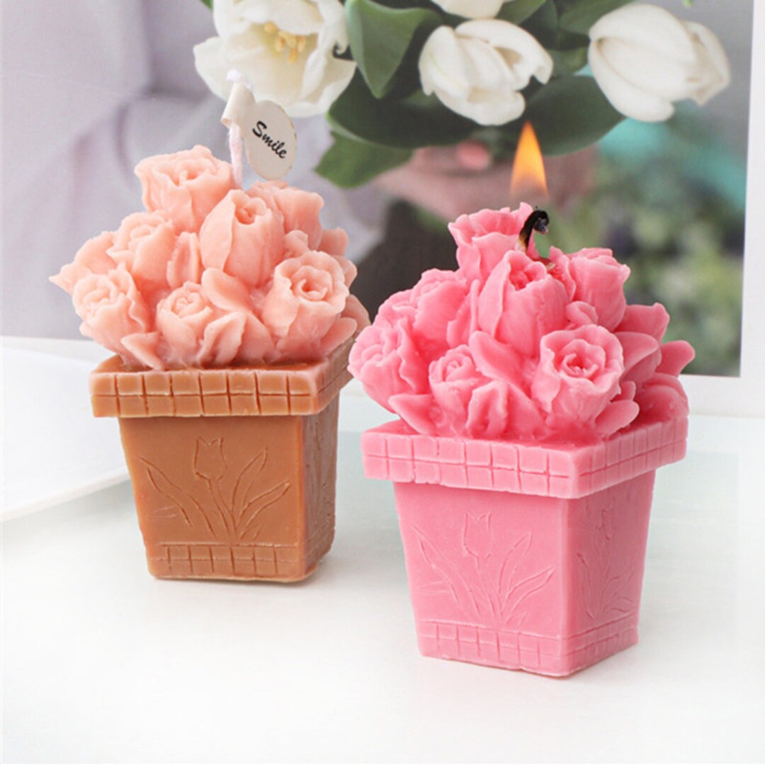 Flower Pot Candle Silicone Mold-rose Tulip Candle Mold-potted Plant ...