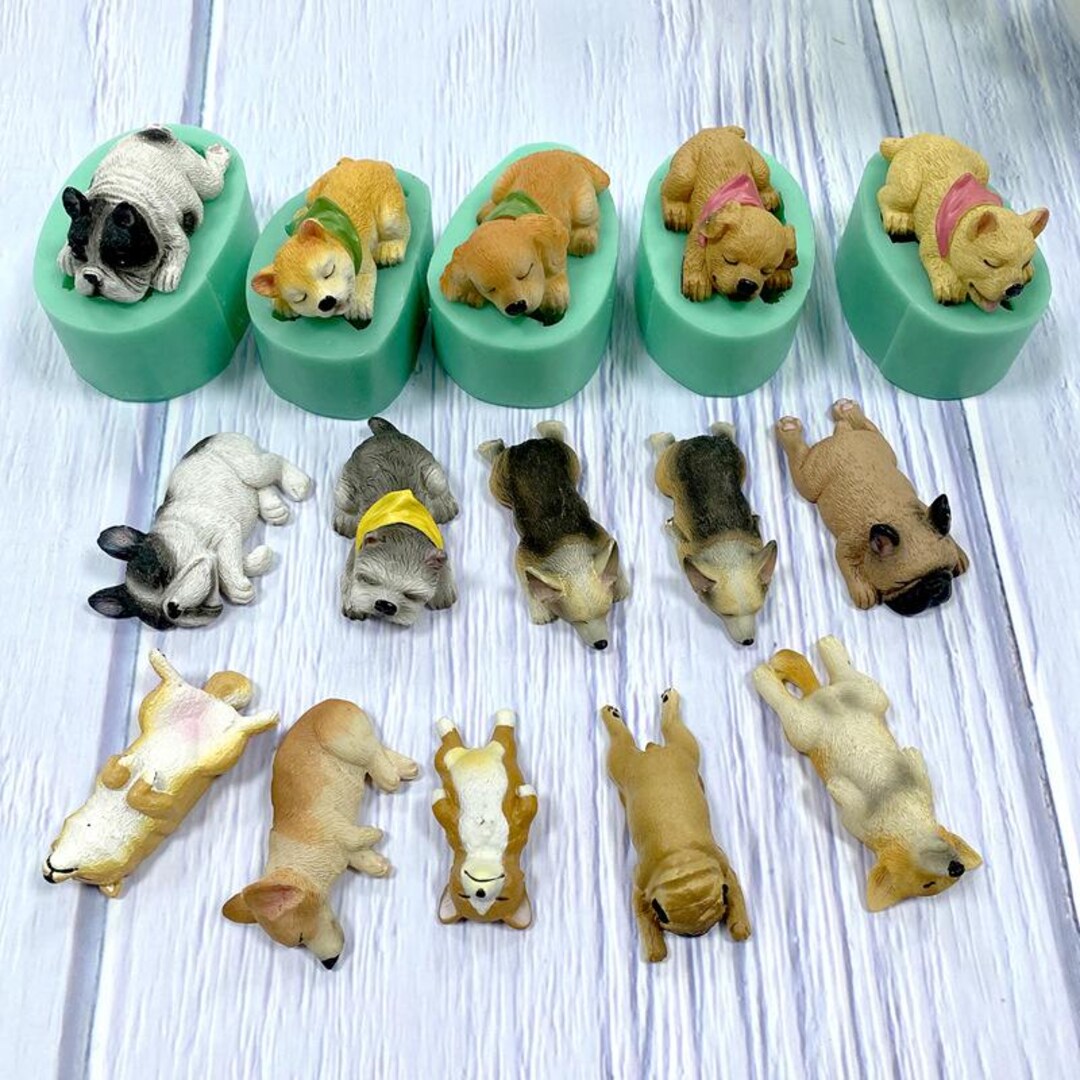 15 Styles Pet Dog Silicone Mold-sleeping Dog Resin Mold-animal Dog ...