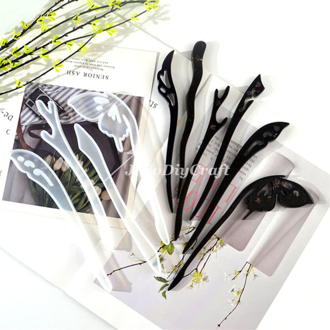 Hair Pin Resin Silicone Mold-hairpin Mold-u Shaped Hair Stick Mold-tree ...