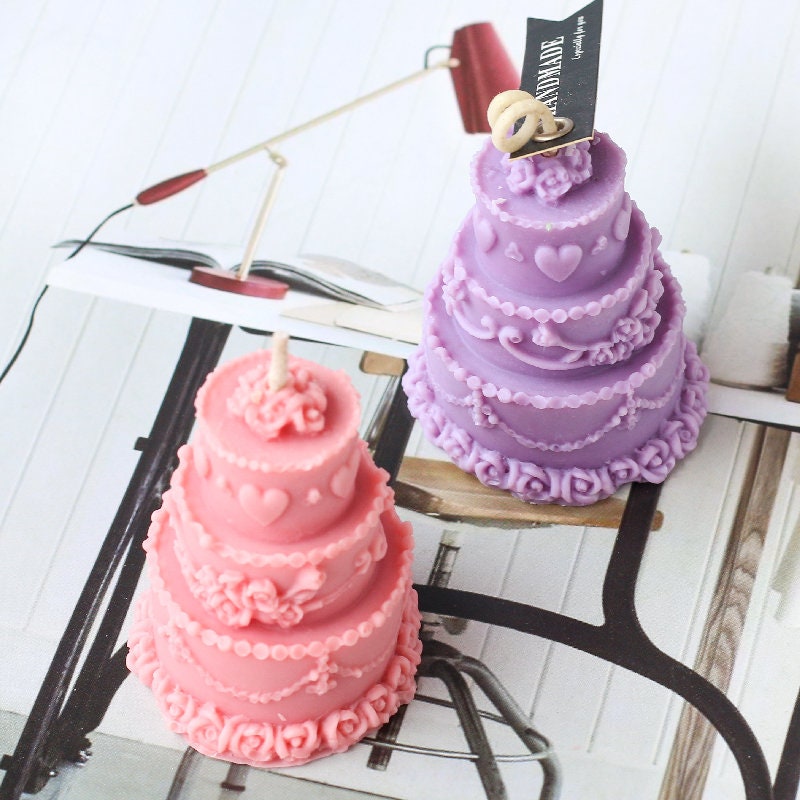 Three Layer Birthday Cake Silicone Mold-three Layer Lace Tower Candle ...