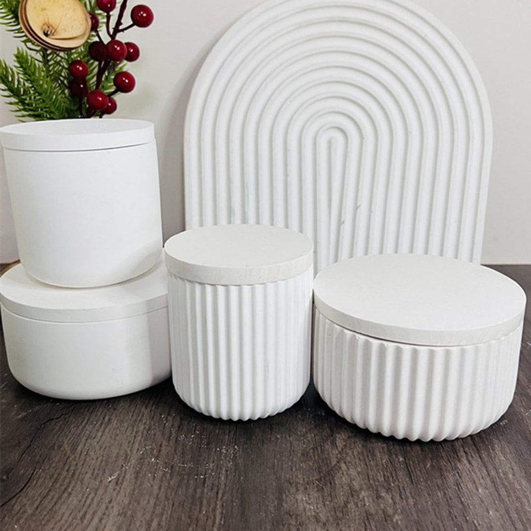 Round Striped Storage Jar Silicone Mold-candle Cup Bowl Jar Mold ...