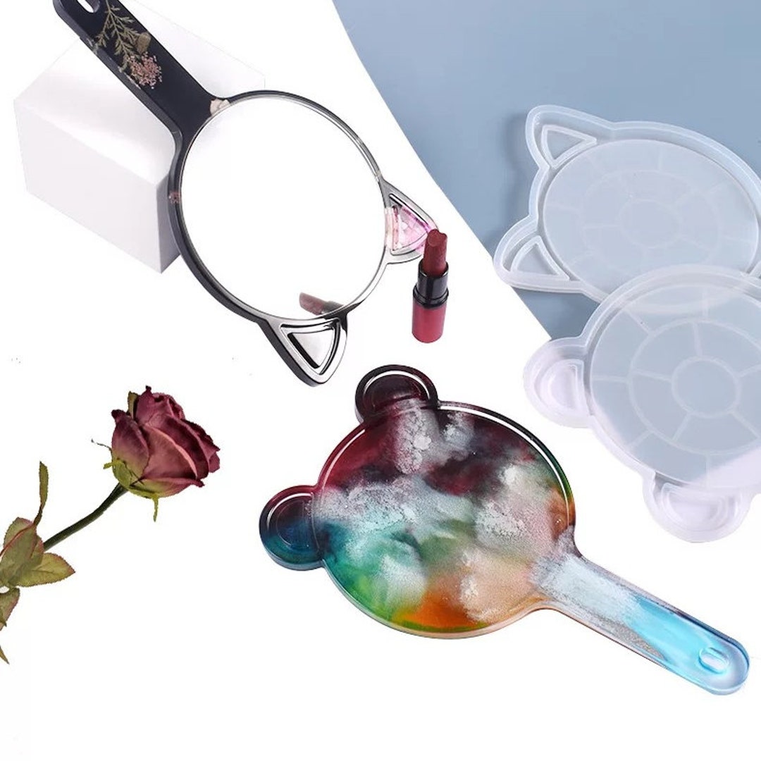 Large Round Mirror Resin Mold-cat Panda Ears Mold-panda Ears Mirror ...