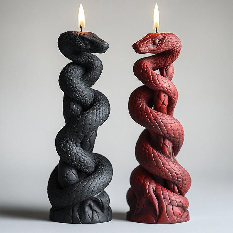 Rose Snake Candle Silicone Mold-snake Pillar Candle Mold-spirit Snake ...