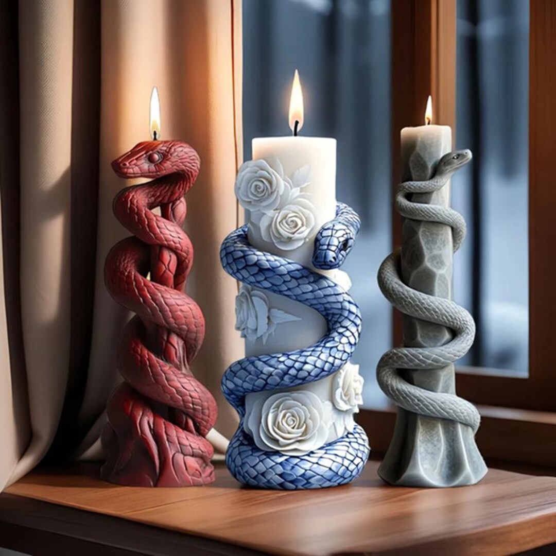 Rose Snake Candle Silicone Mold-snake Pillar Candle Mold-spirit Snake ...