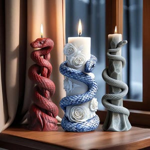 Rose Snake Candle Silicone Mold-snake Pillar Candle Mold-spirit Snake ...
