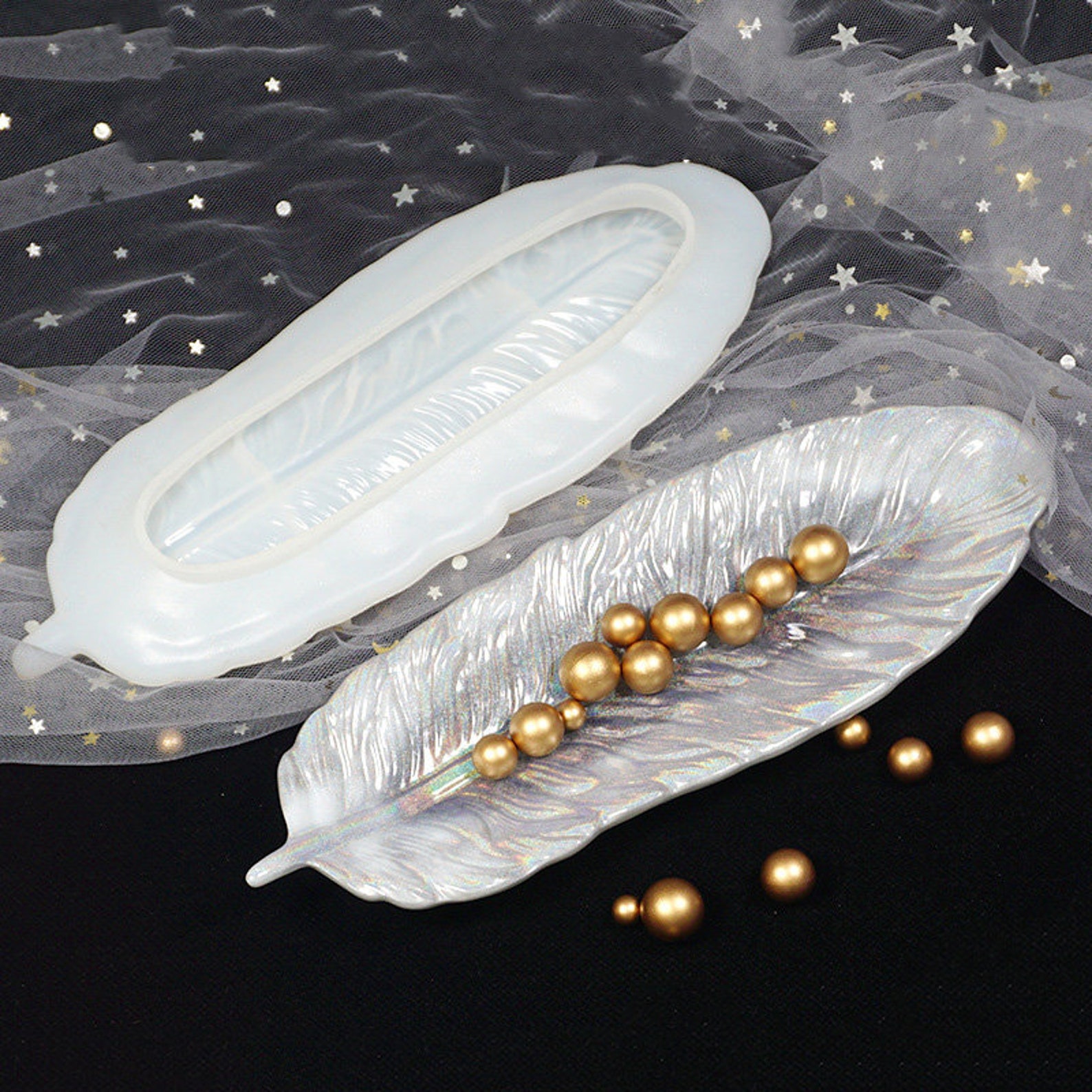 Large Feather Tray Mold-feather Tray Resin Mold-feather Plate - Etsy