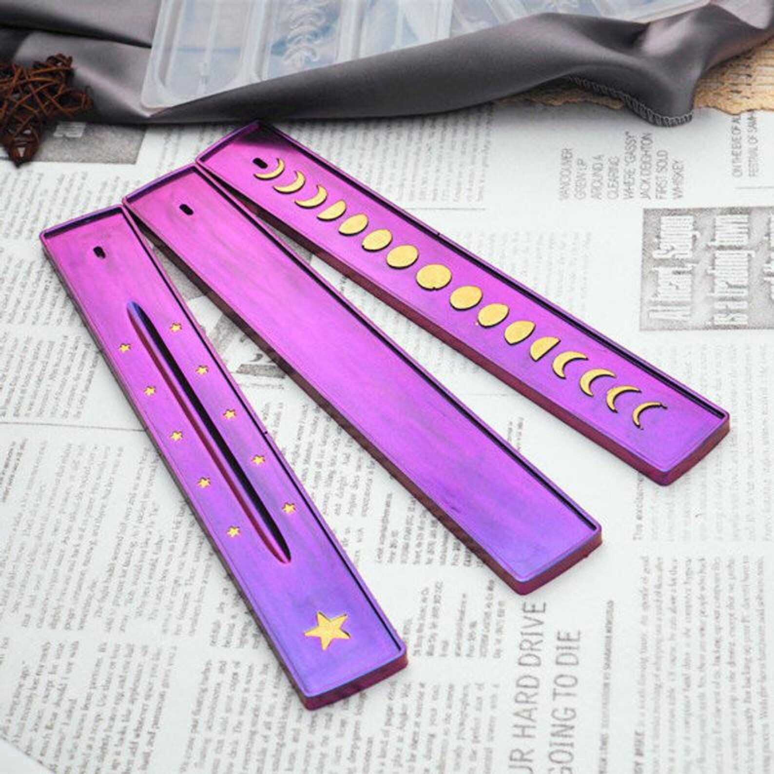 Moon Star Incense Holder Resin Mold-oval Square Incense Holder - Etsy