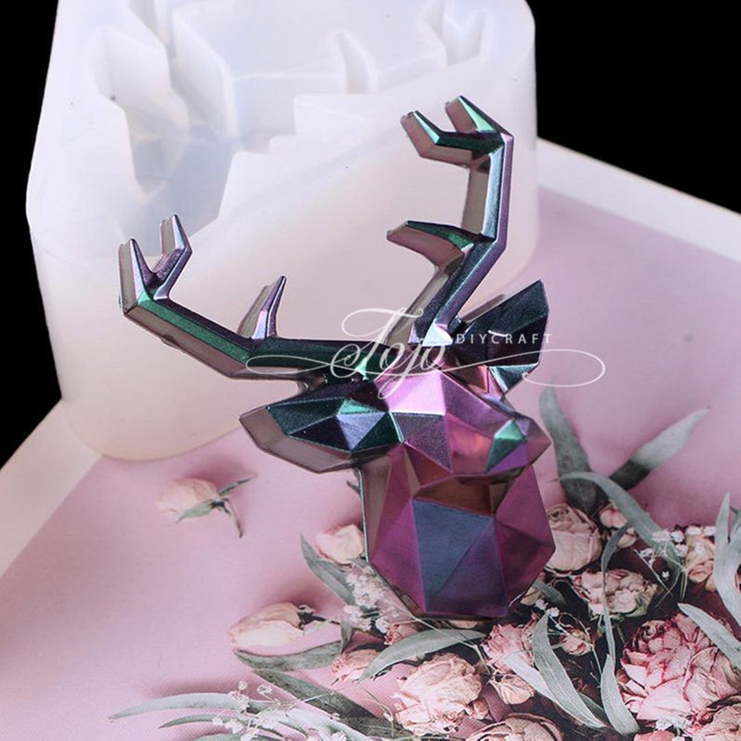3D Animal Deer Silicone Mold-geometric Deer Resin Mold-deer Head ...