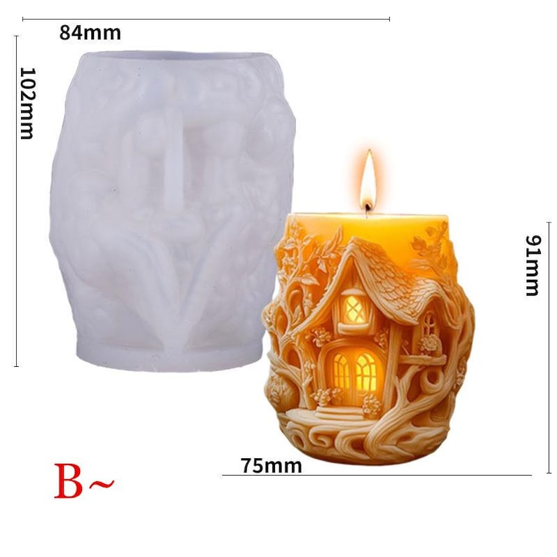 Fairy House Candle Silicone Mold-tree House Candle Mold-forest House ...