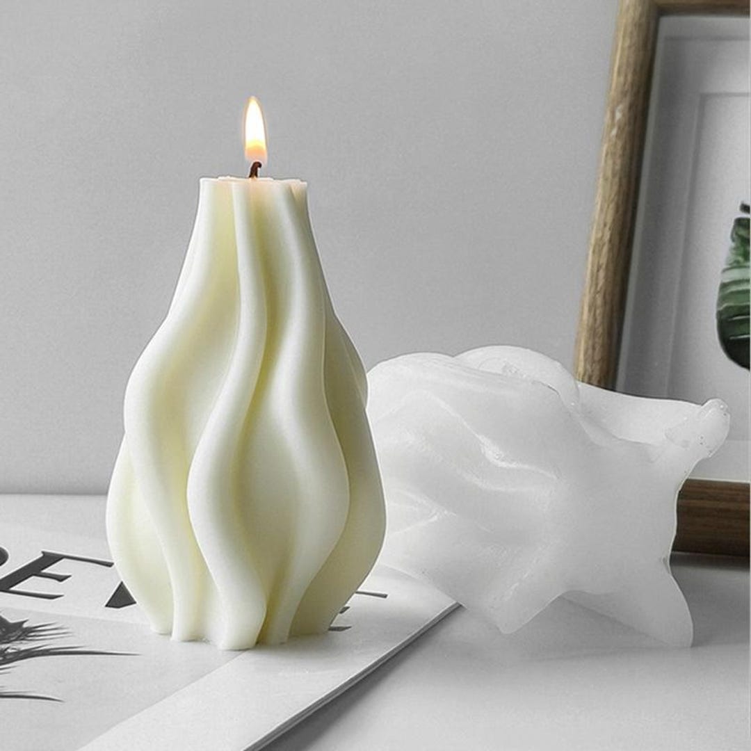 Abstract Candle Silicone Mold-wave Pillar Candle Mold-twisted Pillar ...