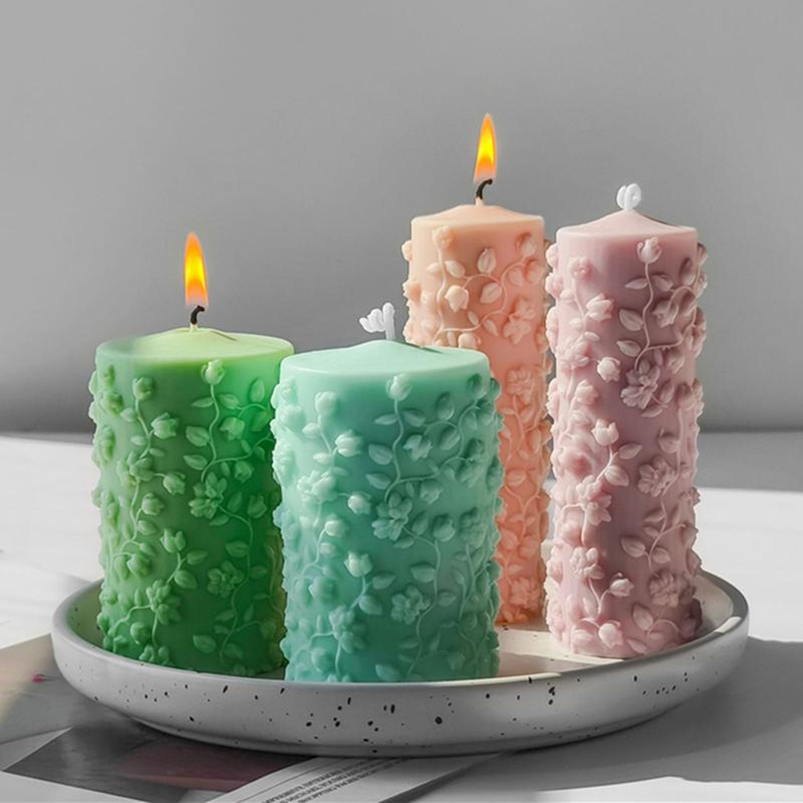 Embossed Vine Candle Silicone Mold-vine Pillar Candle Mold-tulip Flower ...