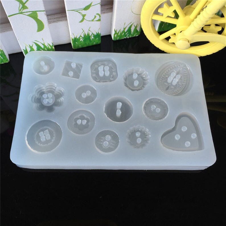 Creative Shaped Button Silicone Mold-round Square Sunflower Love Heart ...