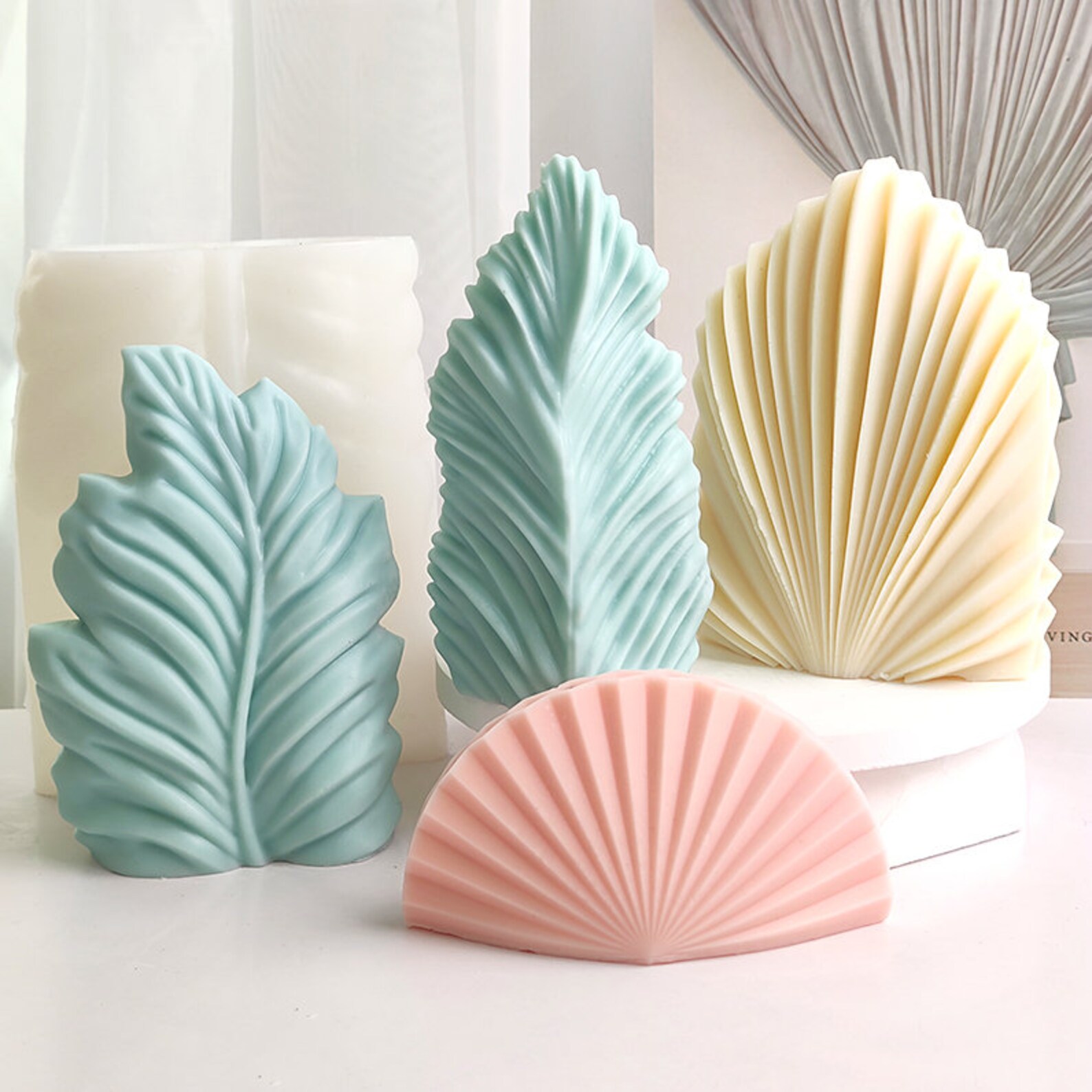 Large Scallop Shells Candle Mold-ocean Coral Candle Mold-palm Leaf ...