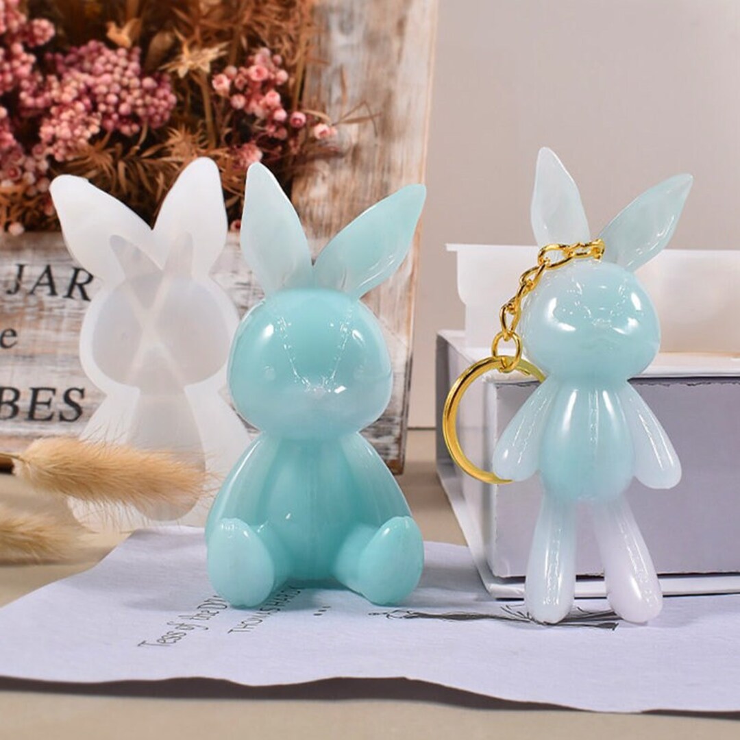 Cartoon Rabbit Silicone Mold-cute Rabbit Resin Mold-rabbit Keychain ...