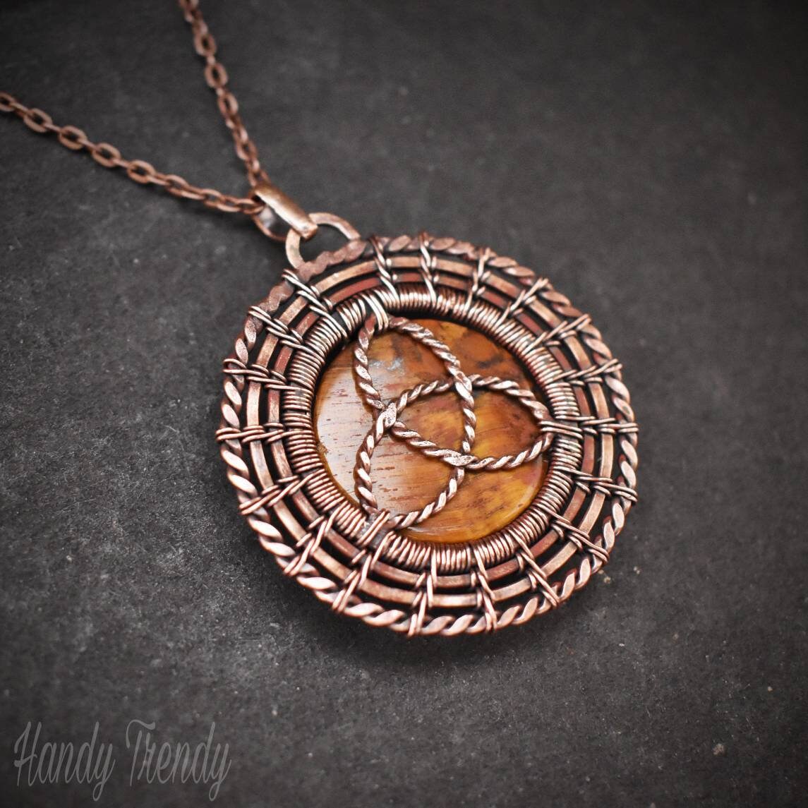 Double Sided Reversible Pendant, Tiger Eye Triquetra Star Necklace ...