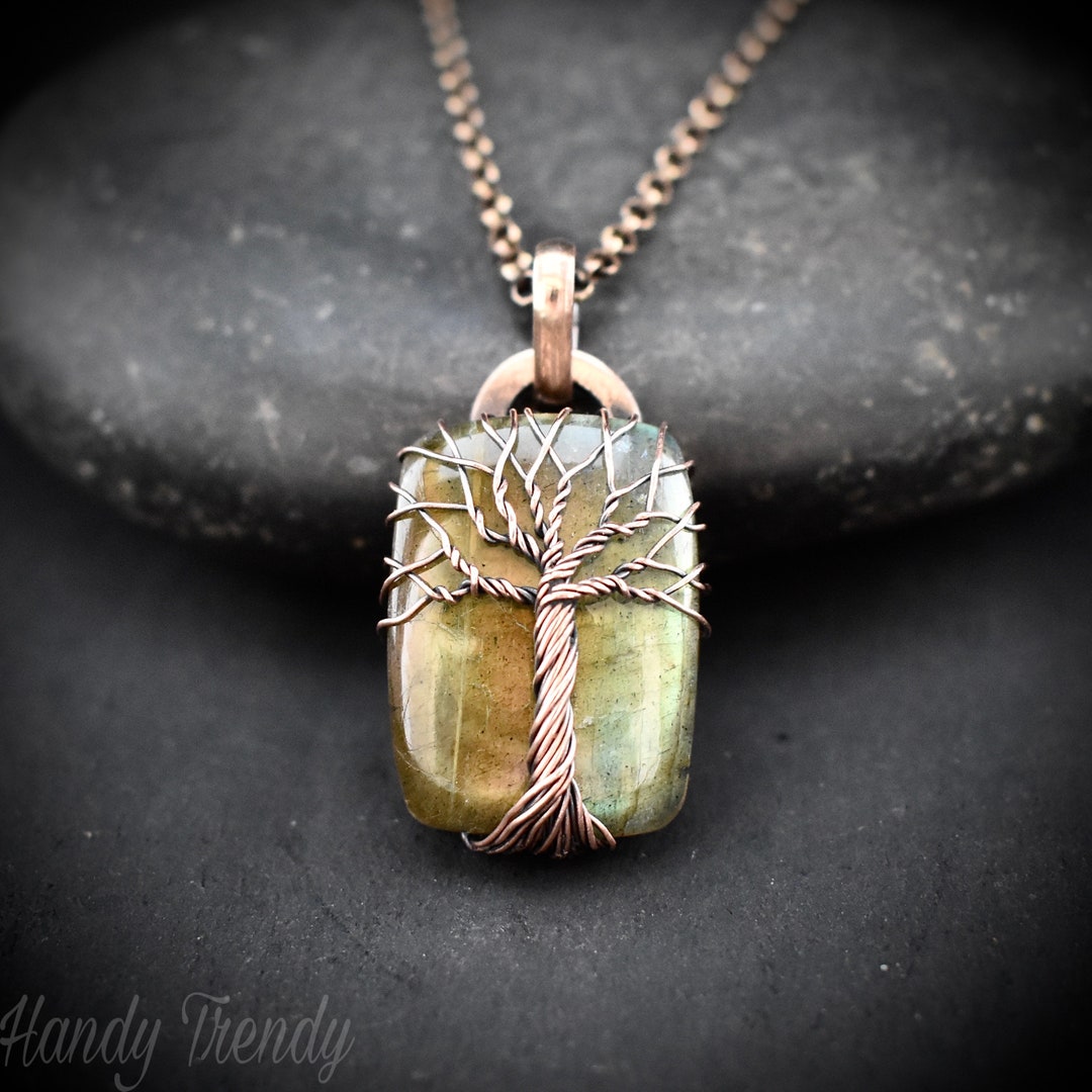 Green Labradorite Tree of Life Pendant, Copper Wire Wrapped Jewelry ...
