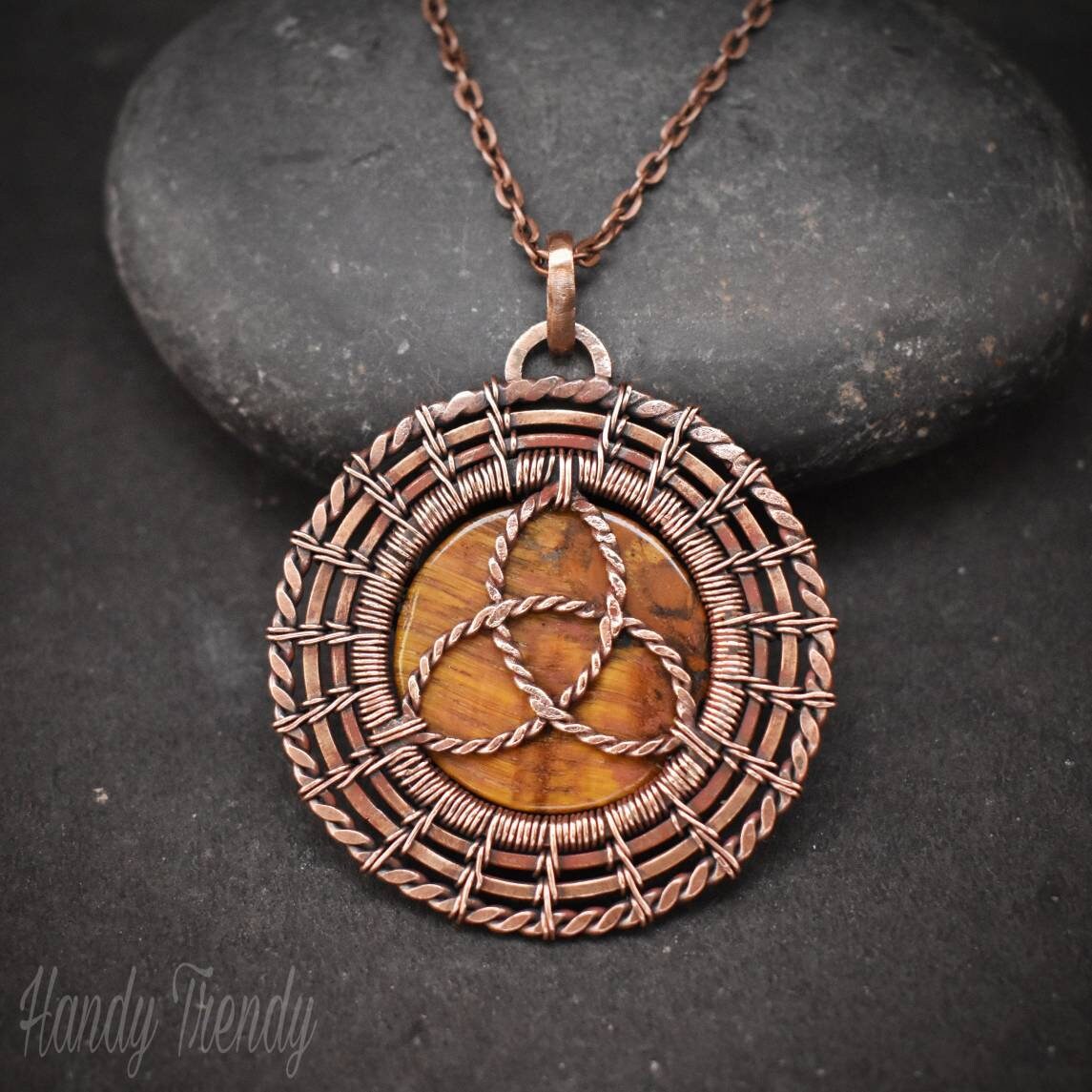 Double Sided Reversible Pendant, Tiger Eye Triquetra Star Necklace ...