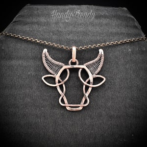 Taurus Pendant, Copper Wire Wrapped Necklace, Unique Handmade Birthday ...