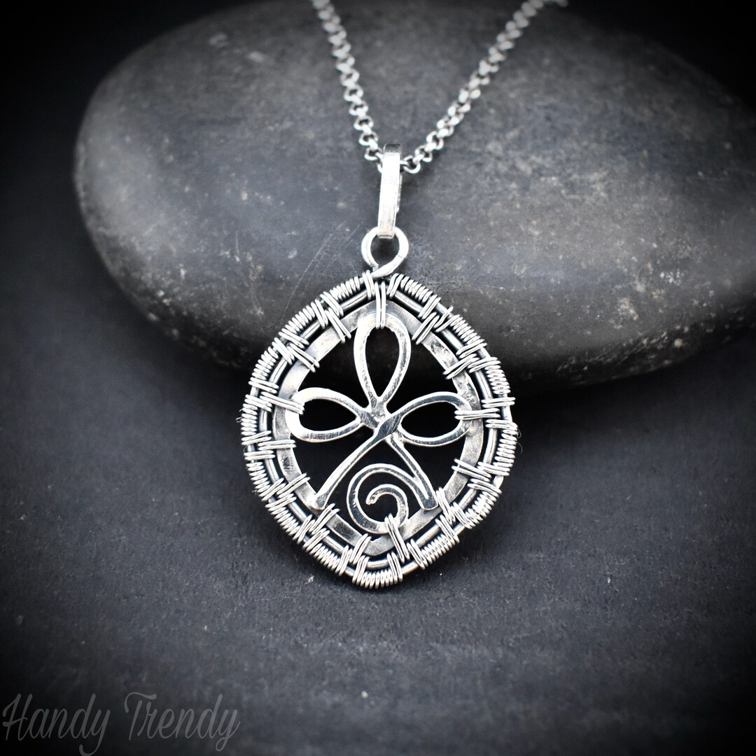 Hatumi Pendant, 925 Sterling Silver Wire Wrapped Necklace, Unique ...