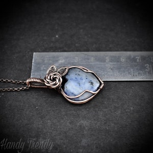Sodalite Heart Rose Pendant, Copper Wire Wrapped Necklace, Unique ...