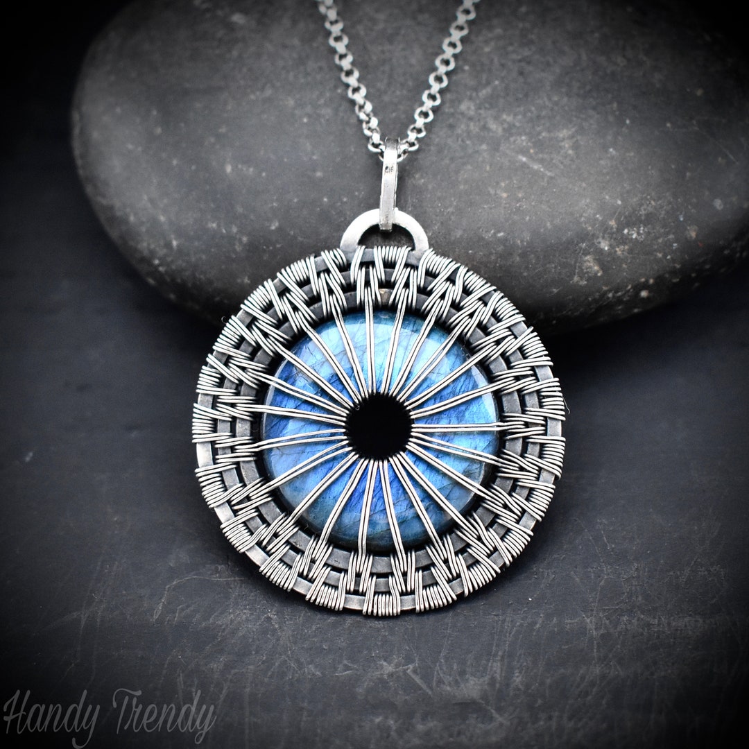 Eye Ball Pendant, Blue Labradorite Donut Pendant, 925 Sterling Silver ...