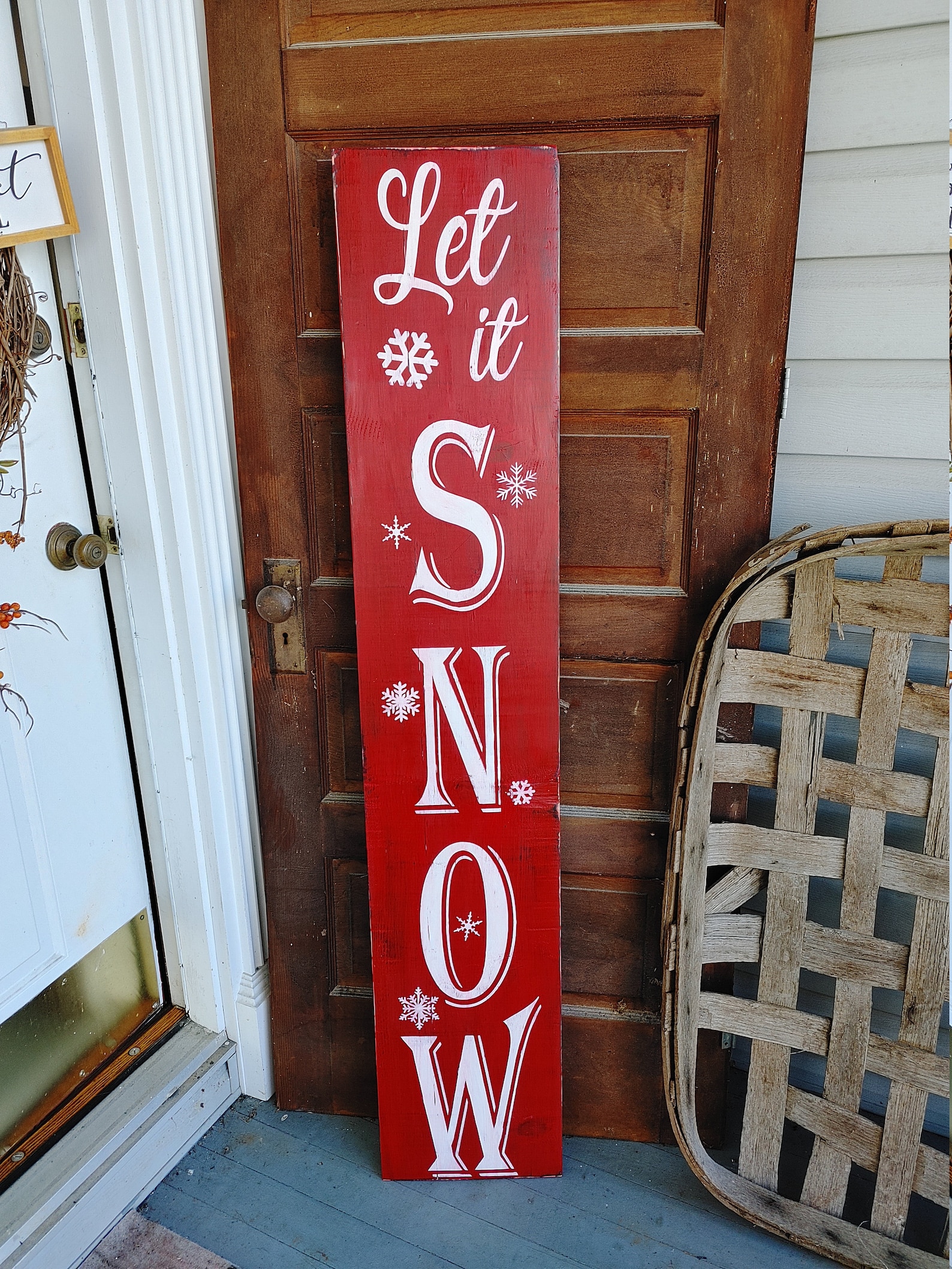 Large Let It Snow Vertical Wood Sign for Front Porch Welcome - Etsy