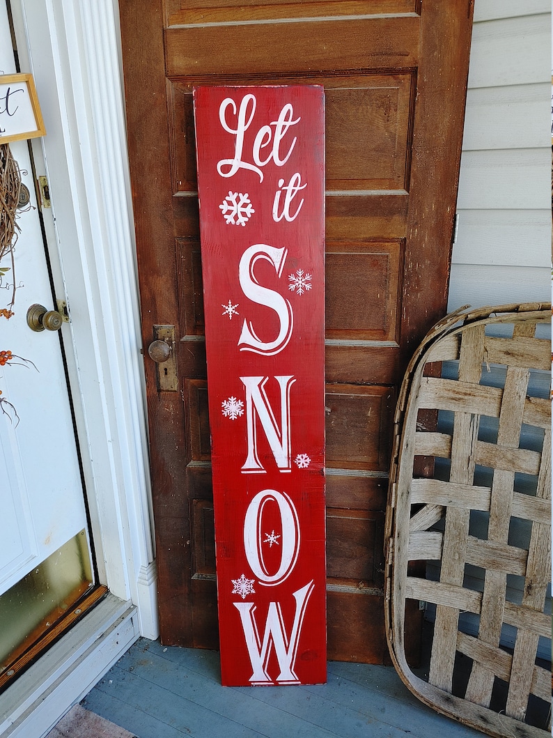 Large Let It Snow Vertical Wood Sign for Front Porch Welcome | Etsy