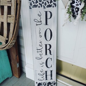 Cow Print Door Leaner, Year Around Front Porch Welcome Sign, Rustic Cow ...
