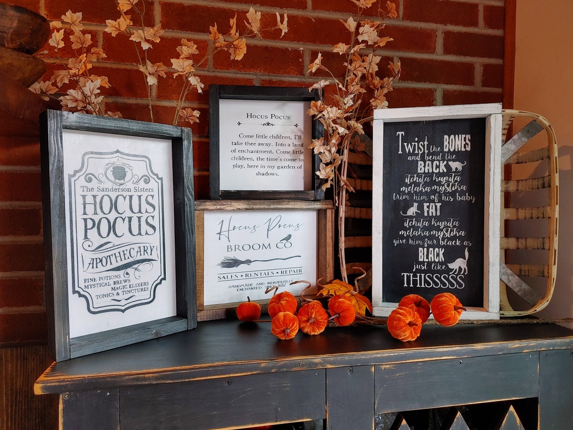 Set of 4 Handmade Hocus Pocus Signs, Witch Signs for Halloween, Spooky ...