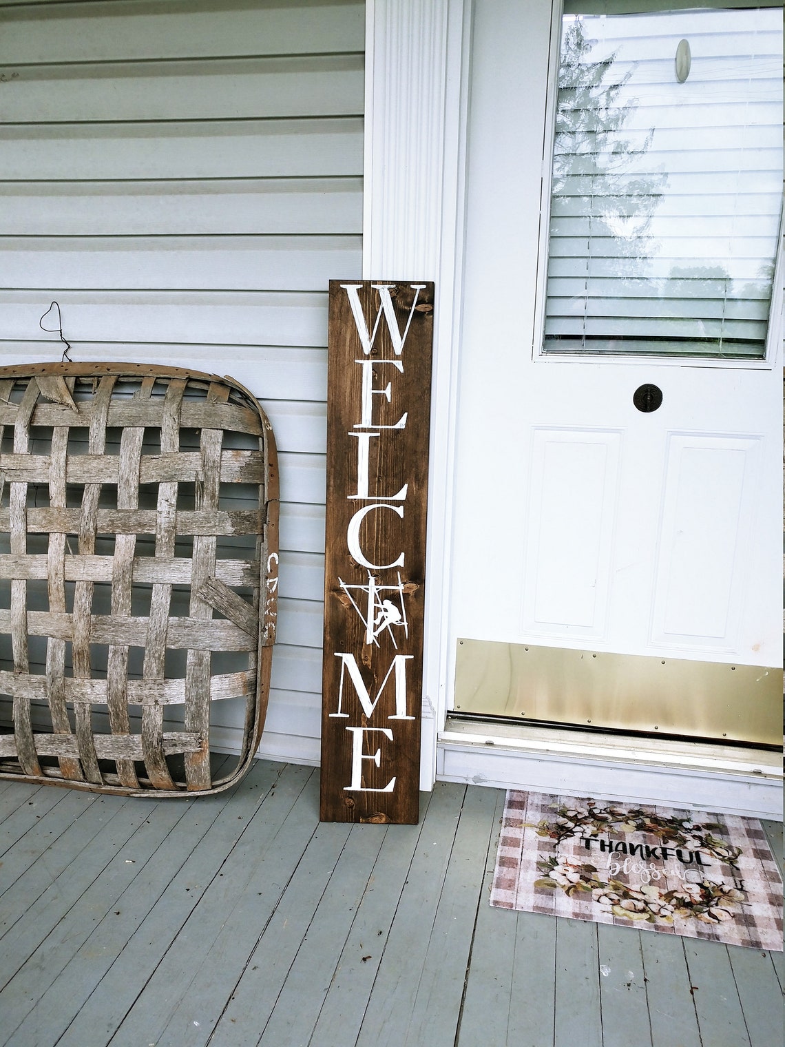 Vertical welcome sign for front door lineman gift fathers | Etsy