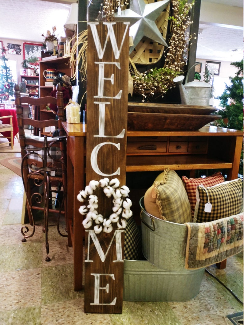 WELCOME SIGN welcome sign for front porch vertical welcome | Etsy