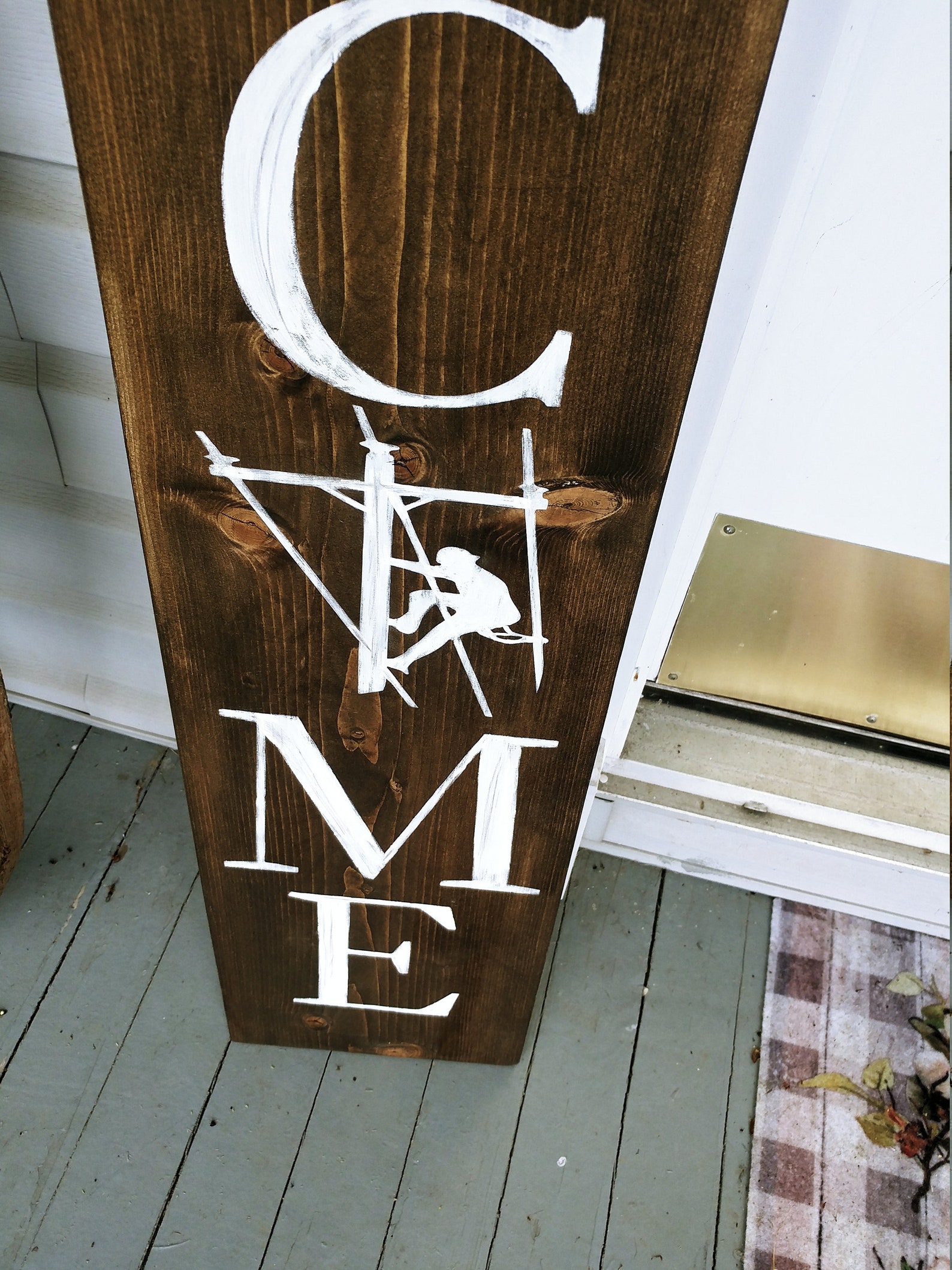 Vertical Welcome Sign for Front Door Lineman Gift Fathers | Etsy