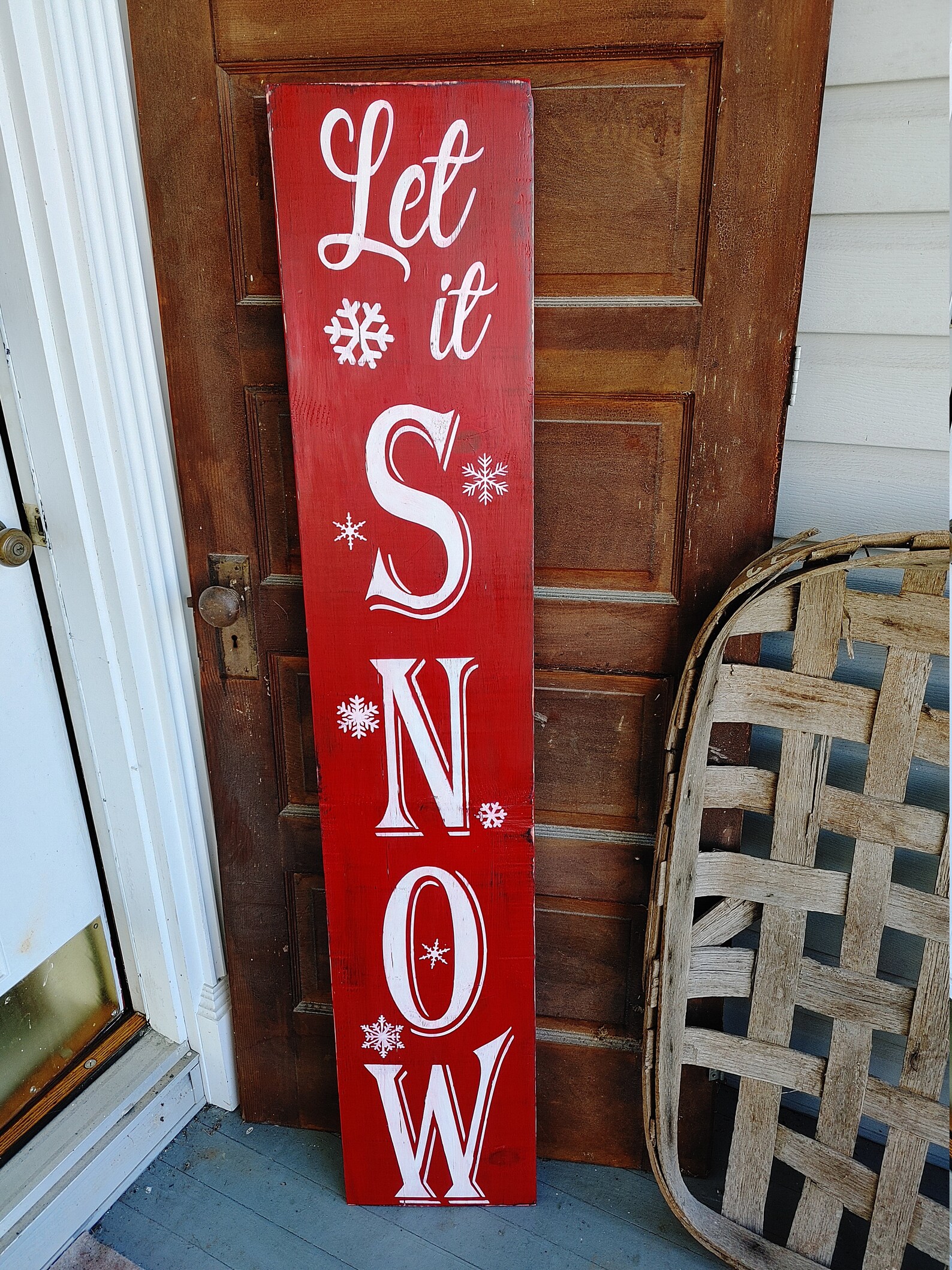 Large Let It Snow Vertical Wood Sign for Front Porch Welcome - Etsy