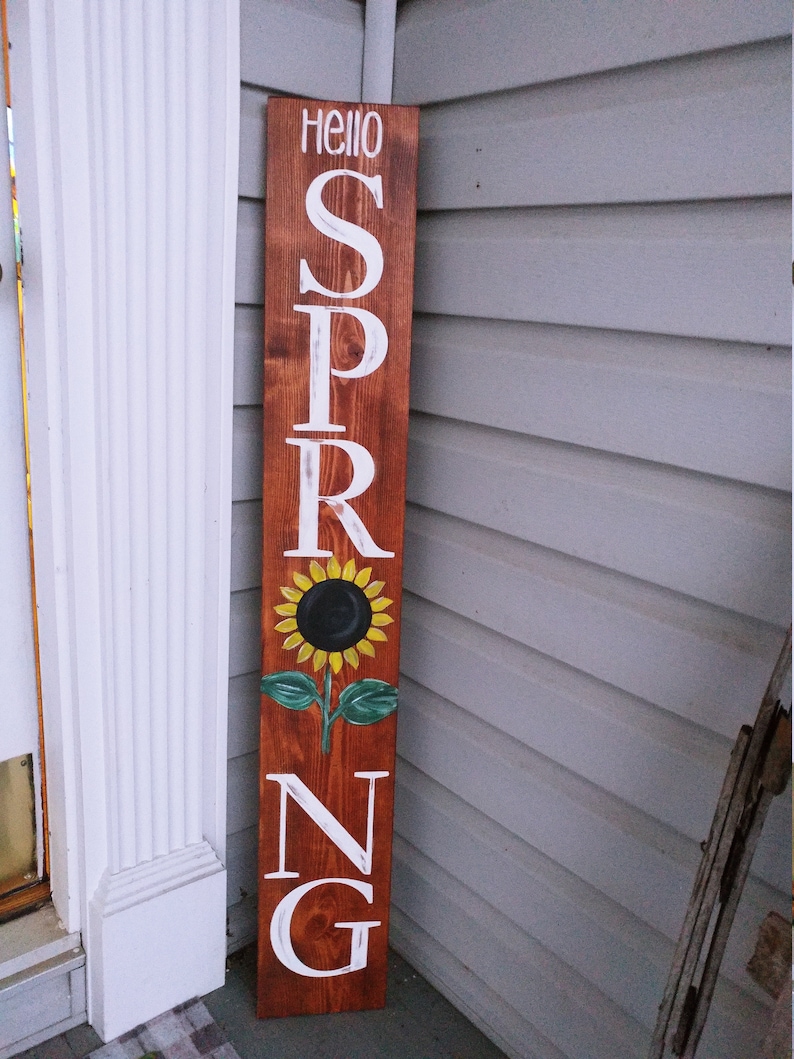Reversible Spring Sign Hello Spring Sign Vertical Spring - Etsy