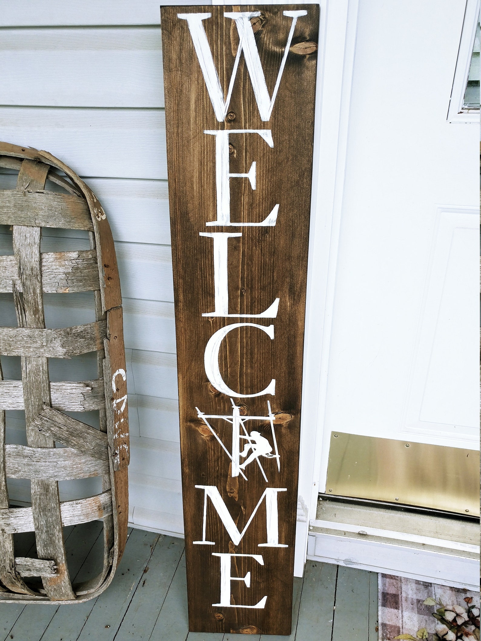 Vertical Welcome Sign for Front Door Lineman Gift Fathers | Etsy