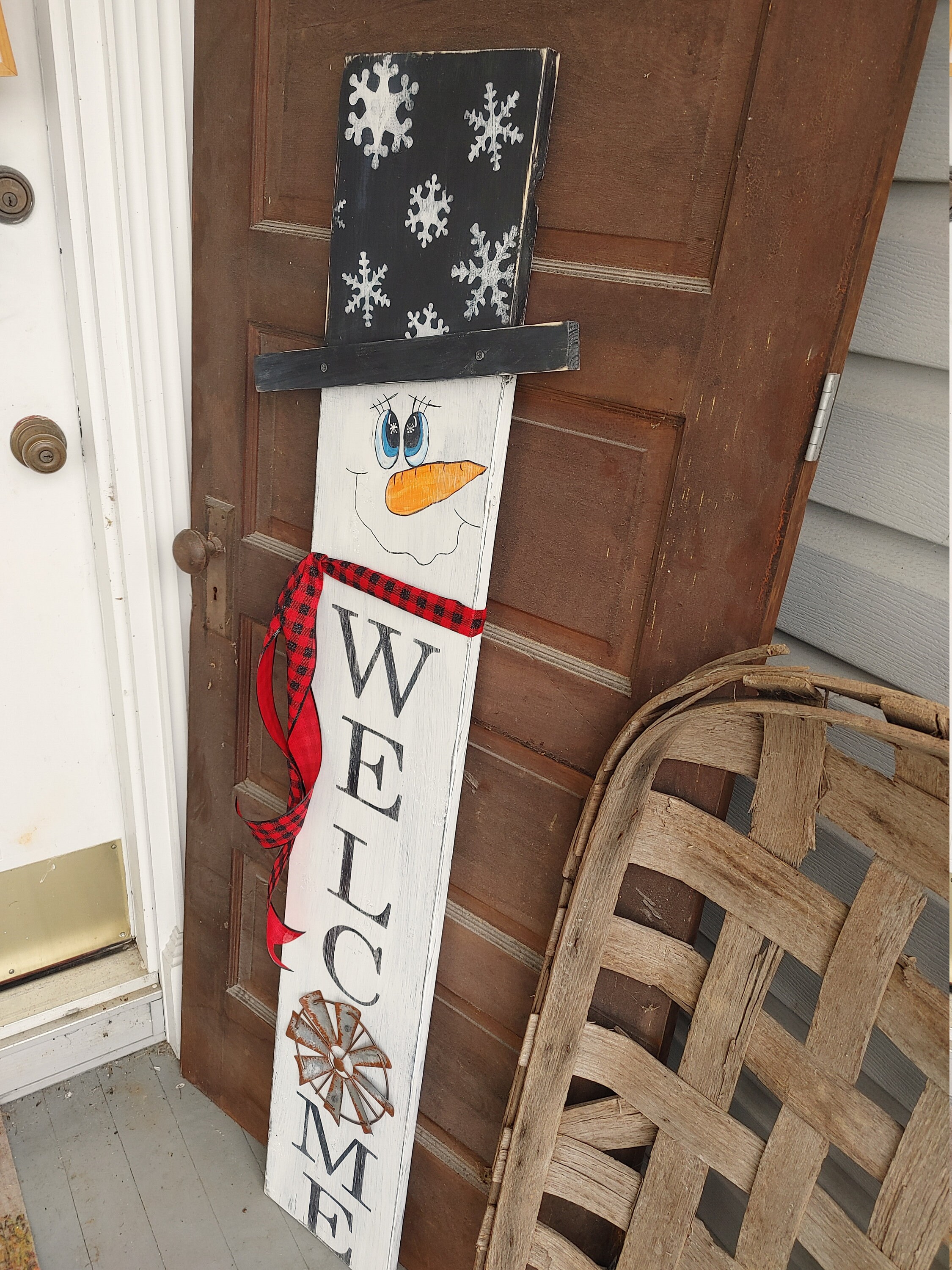 5 Ft Vertical Welcome Snowmen Sign for Front Porch, Snowman Porch Decor ...