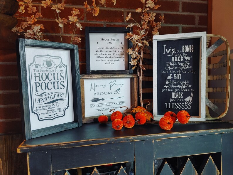 Set of 4 Handmade Hocus Pocus Signs, Witch Signs for Halloween, Spooky ...