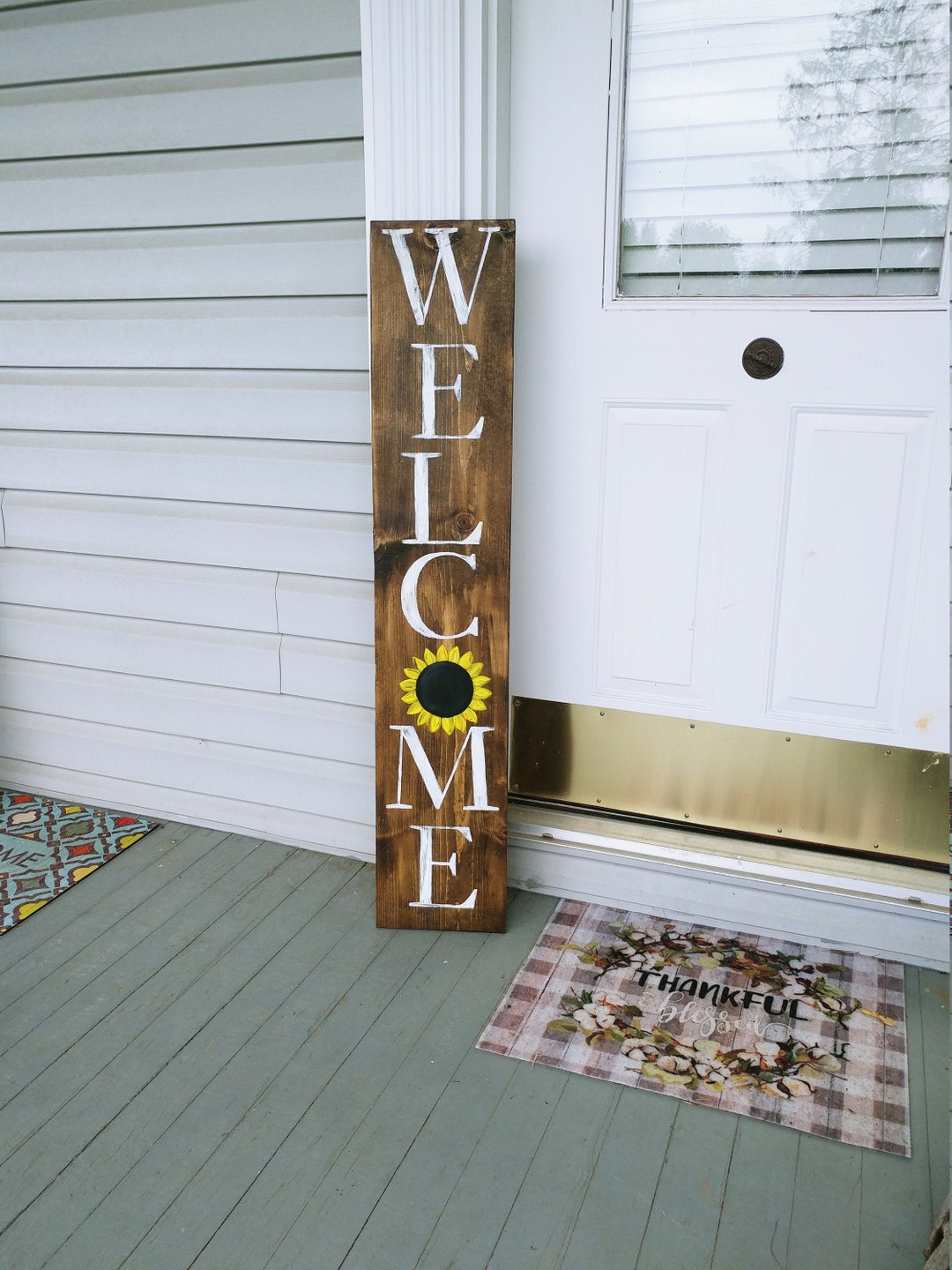 Vertical Welcome Sign, Vertical Welcome Sign for Front Porch, Sunflower ...